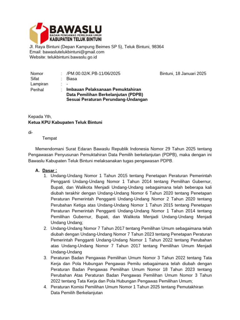Imbauan Pelaksaan Pemukathiran Pemilih | PDF