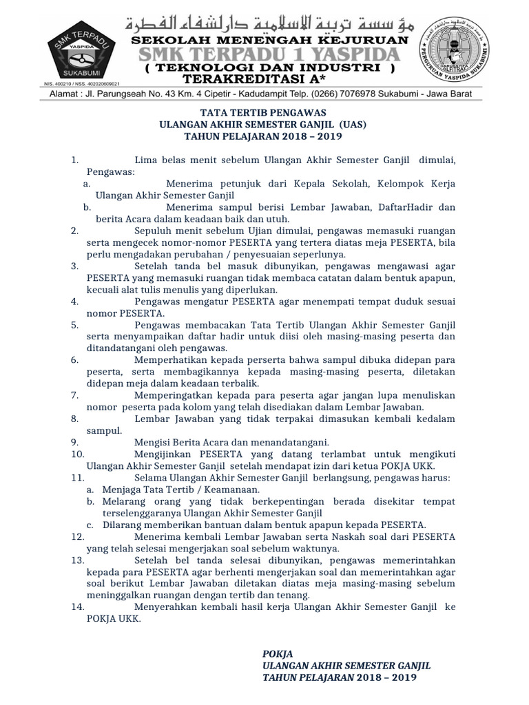 Tata Tertib Pengawas UAS | PDF