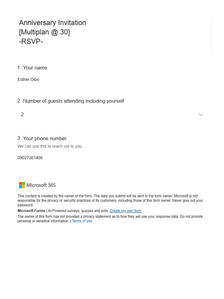 Anniversary Invitation (Multiplan at 30) - RSVP | PDF