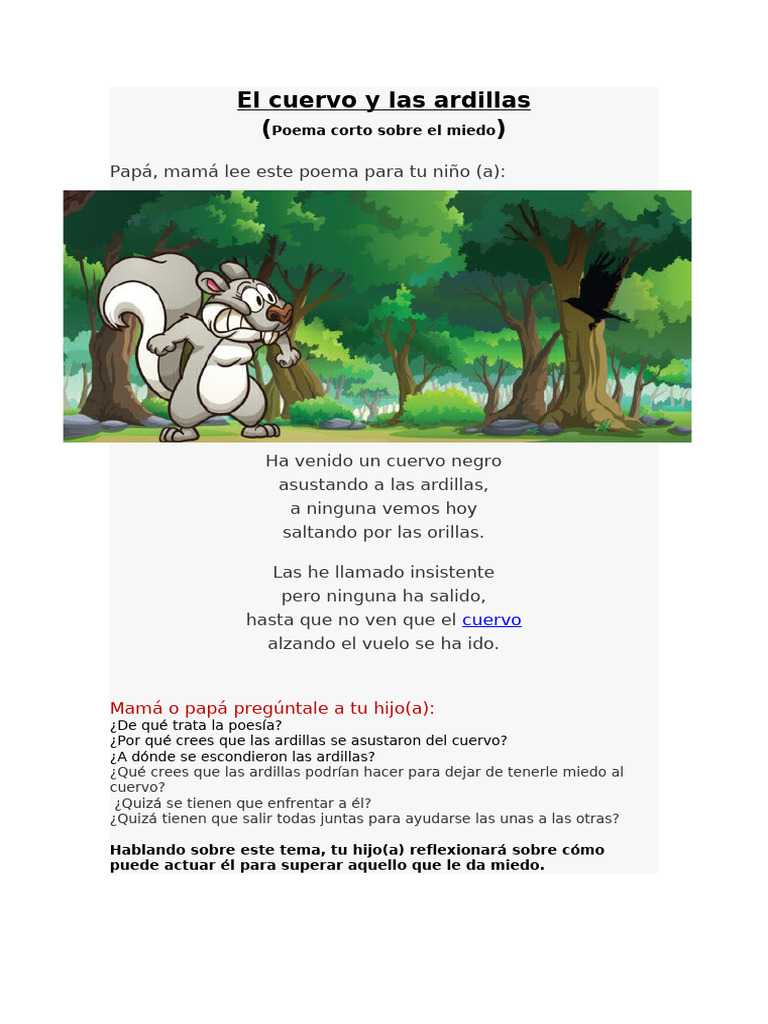 El Cuervo y Las Ardillas Poesía | PDF