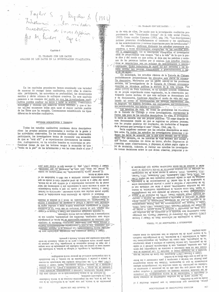 5 - Bogdan, R. Taylor, S. - Introducción A Los Métodos Cualitativos de Investigación. Capítulo 6 ...