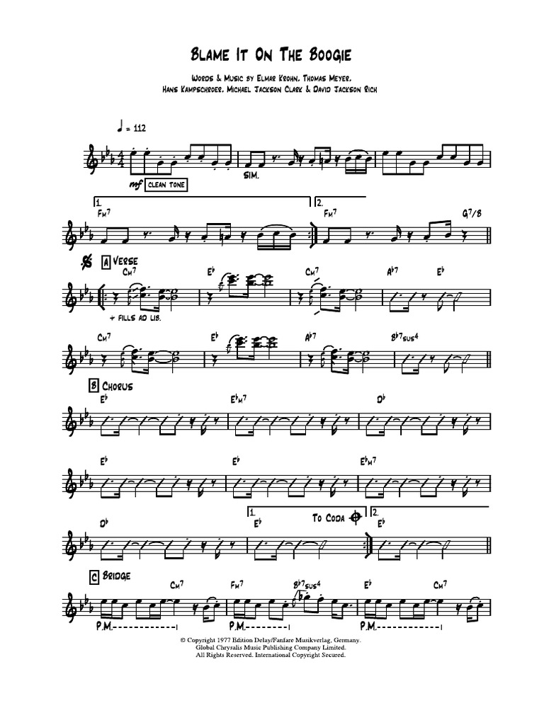 Blame It on the Boogie - The Jackson 5, Michael Jackson (Easy Guitar) | PDF