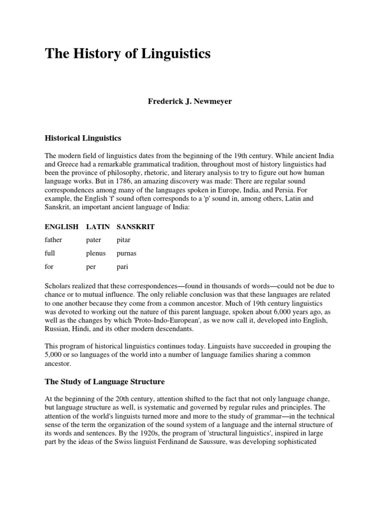 History of Linguistics Overview | PDF | Linguistics | Grammar