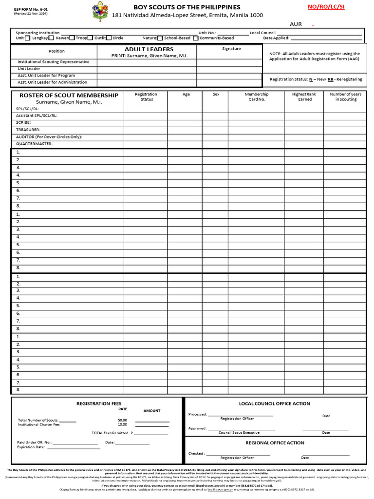 Application For Unit Registration | PDF | Outdoor Recreation Organizations | Scouting And Guiding