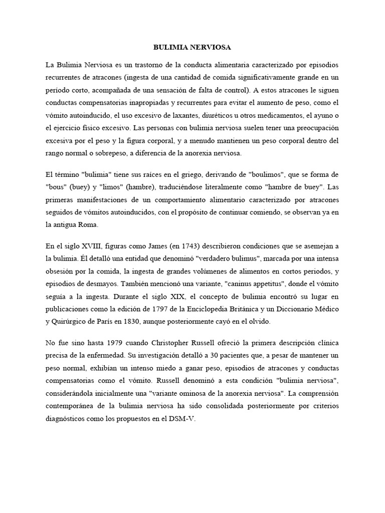 Bulimia Nerviosa: Causas y Síntomas | PDF | Bulimia nerviosa ...