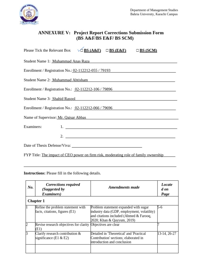 7.student Correction Form (Annex V) - 2 | PDF | Statistical Analysis | Teaching Mathematics