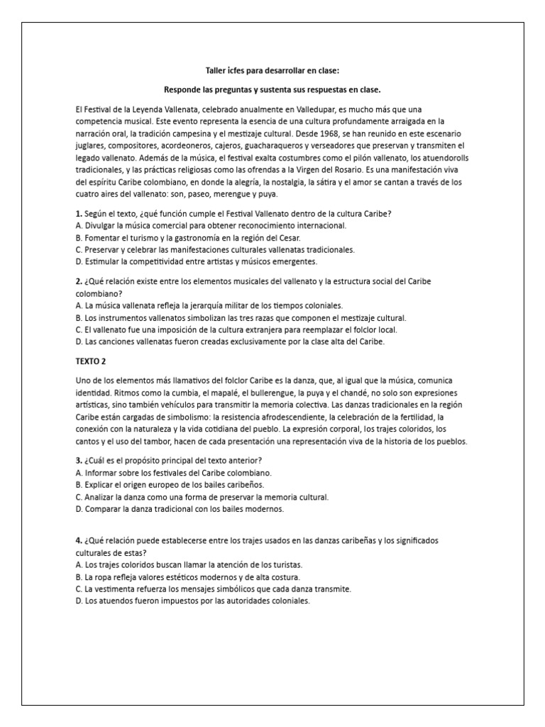 Taller Icfes Cultura y Danza 816 | PDF | Bailes