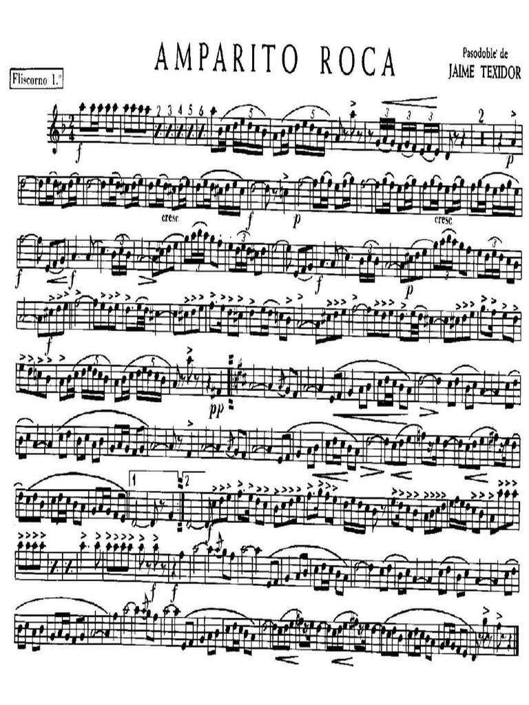 Amparito Roca (PD) - Texidor - Trompeta Fliscorno 1 | PDF