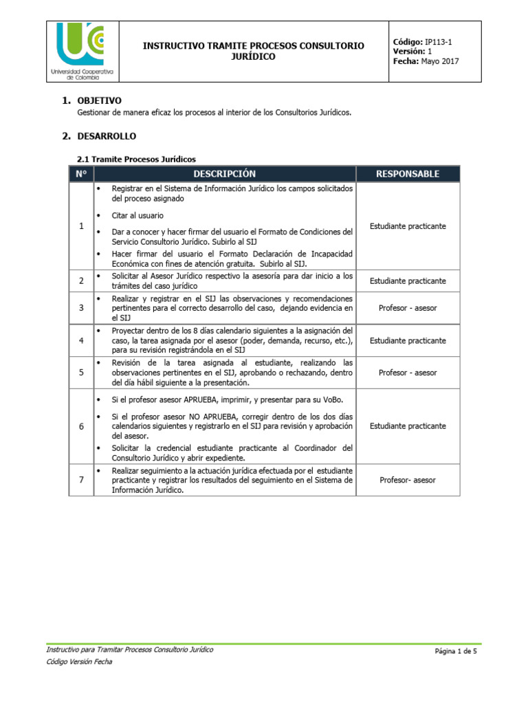 Instructivo Tramite Procesos CJ | PDF | Petición