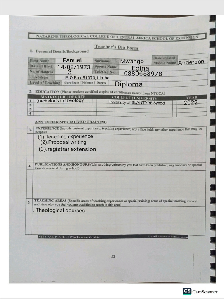 Mwango Bio-Form | PDF