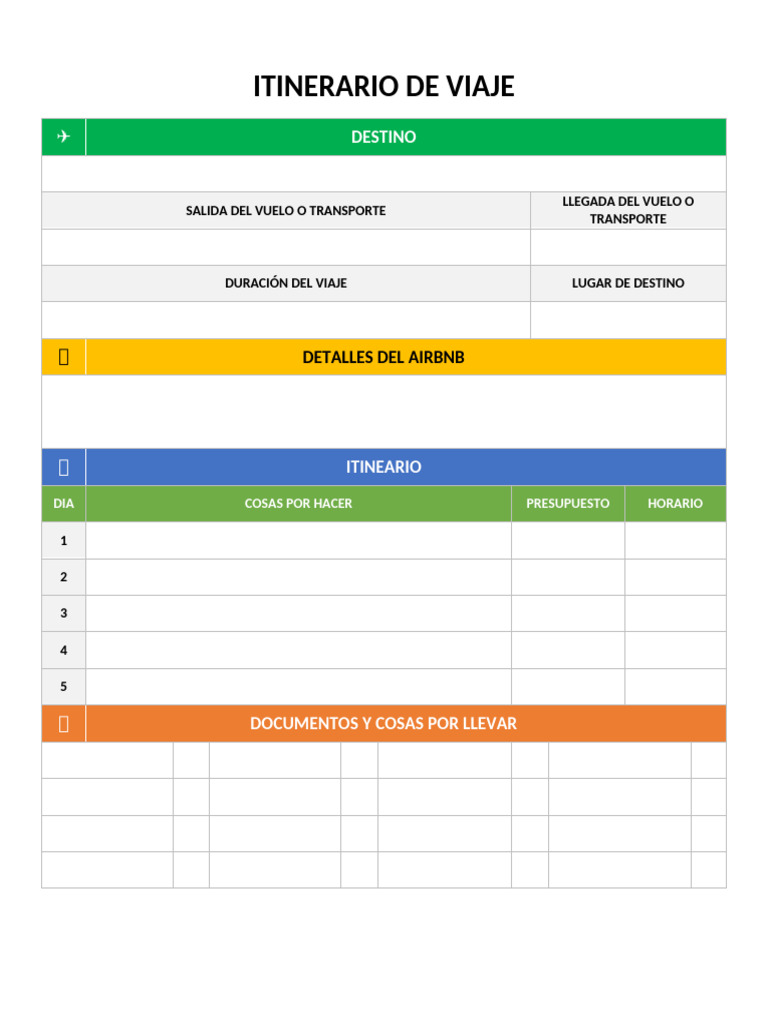 Itinerario de Viajes | PDF