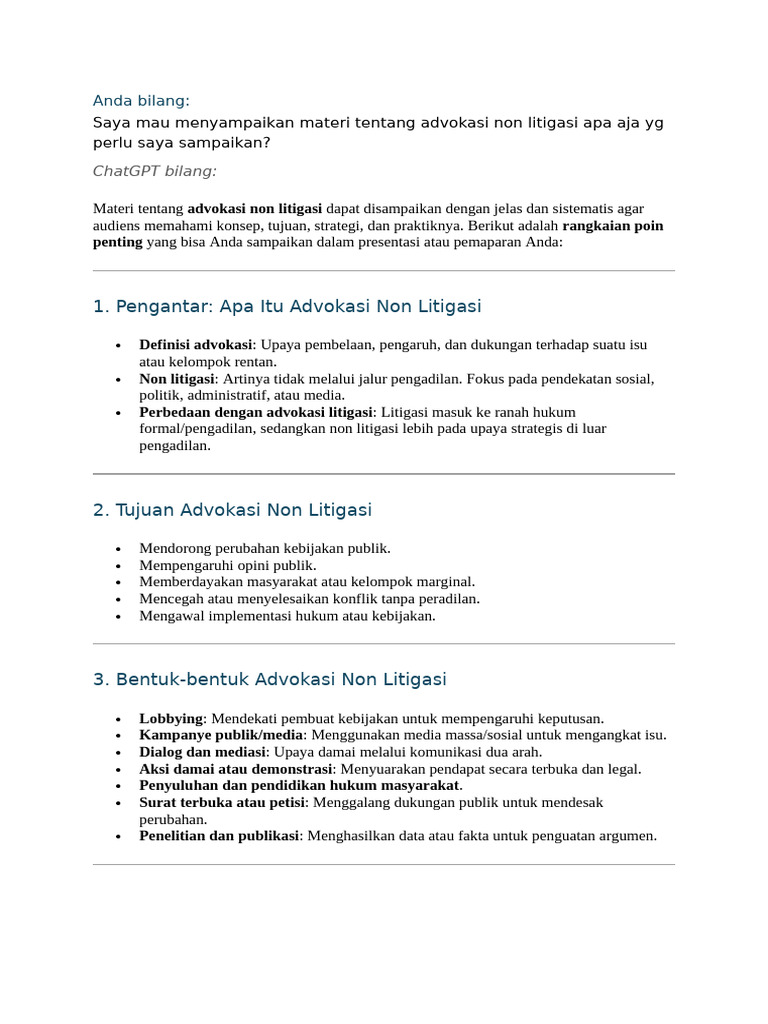 Advokasi Non Litigasi | PDF