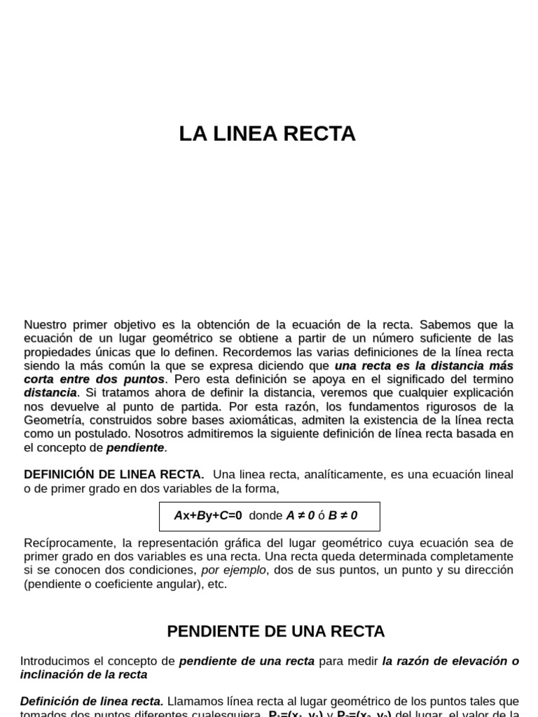 Ecuación y Propiedades de la Recta | PDF | Línea (geometría) | Pendiente