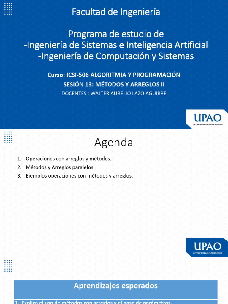 PPT-ALGOYPROG-Clase N°-13-METODOS Y ARREGLOS II - REV | PDF | Ingeniería Informática ...