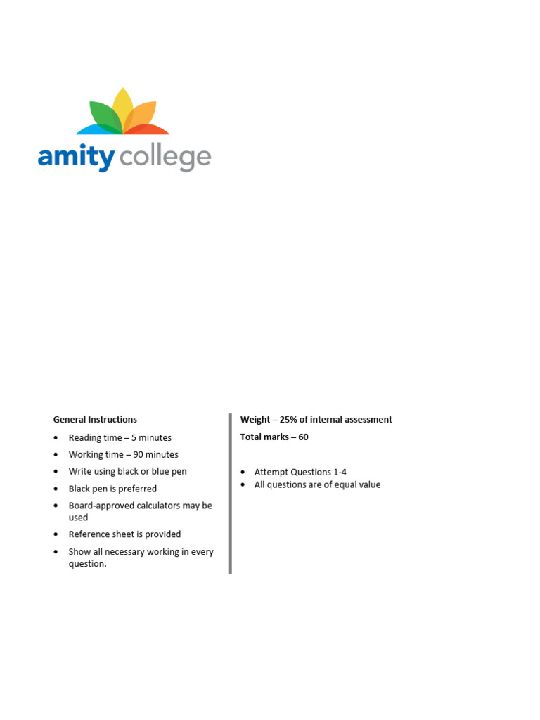 2020 HSC Advanced Maths Assessment | PDF | Function (Mathematics) | Area