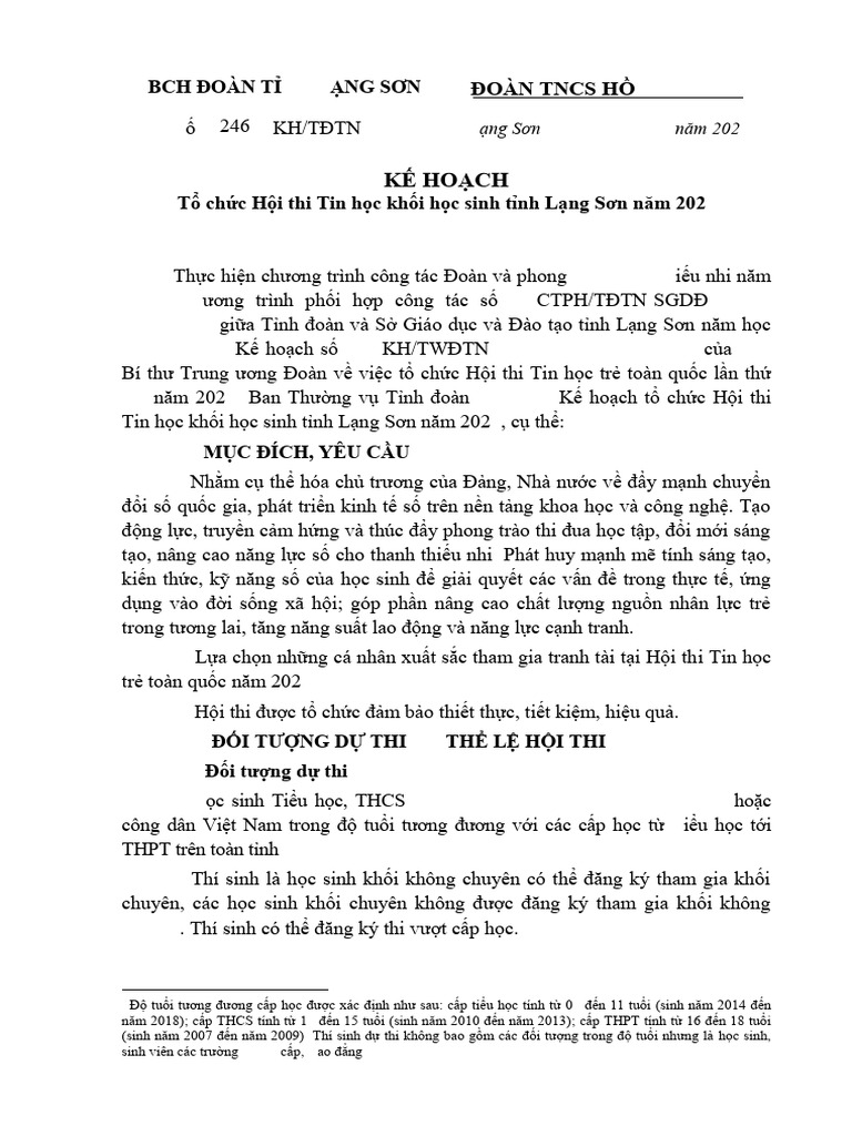 Ke Hoach So 246 To Chuc Hoi Thi Tin Hoc Khoi Hoc Sinh Nam 2025.signed | PDF