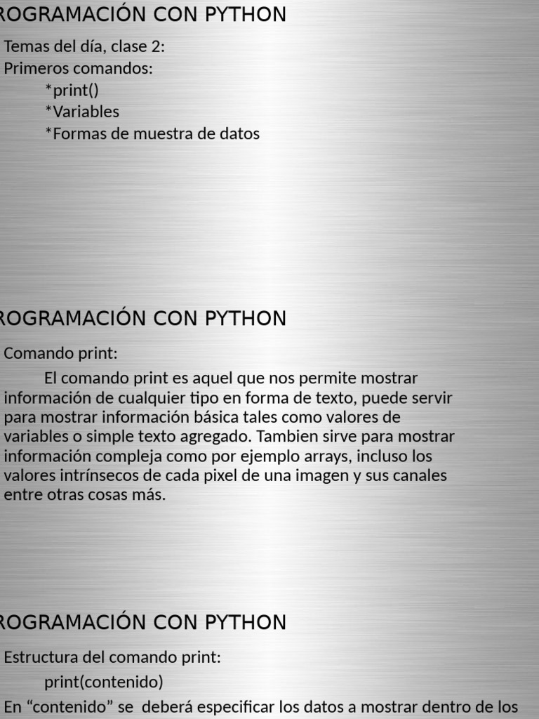 Clase 2 | PDF | Python (lenguaje de programación) | Variable (informática)