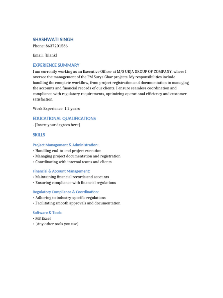Shashwati Singh CV | PDF