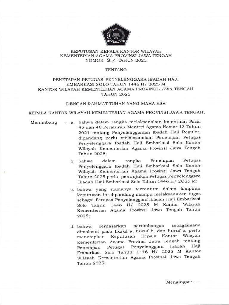 SK PPIH 2025 Keberangkatan SOC | PDF