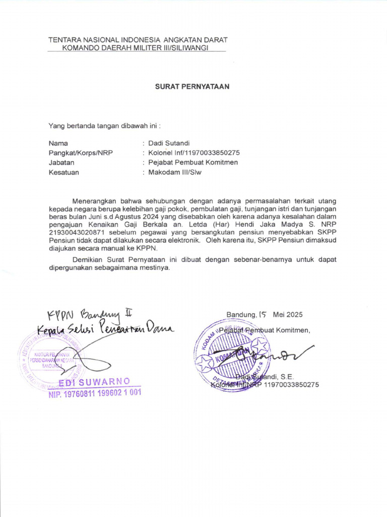 Surat Pernyataan SKPP Manual0001 | PDF