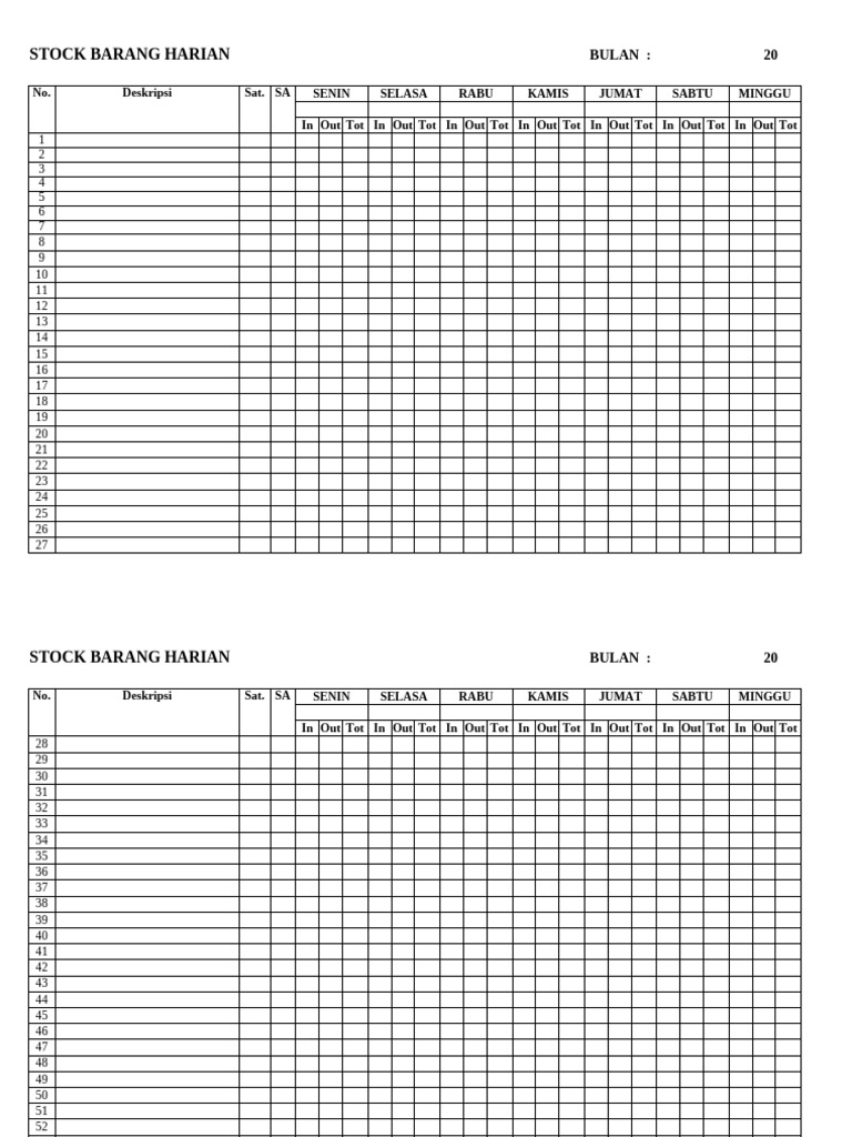 VSPB - Stok Barang Harian New | PDF