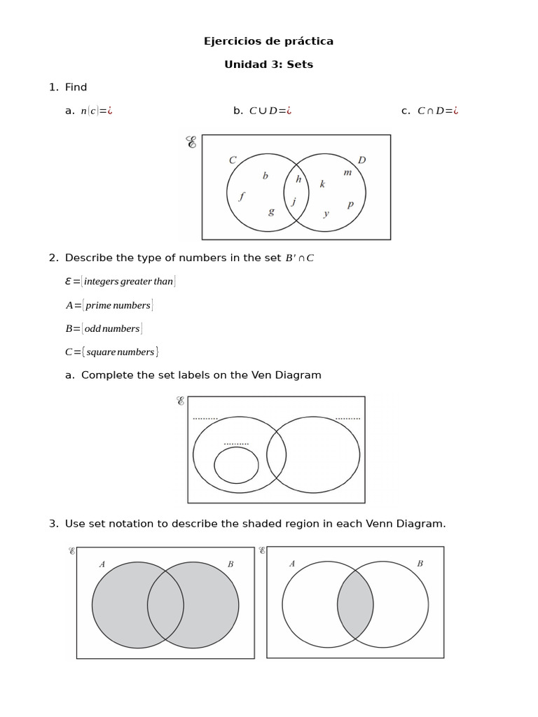 Ejercicios de Práctica para Evaluación - Unidad 3 Sets | PDF