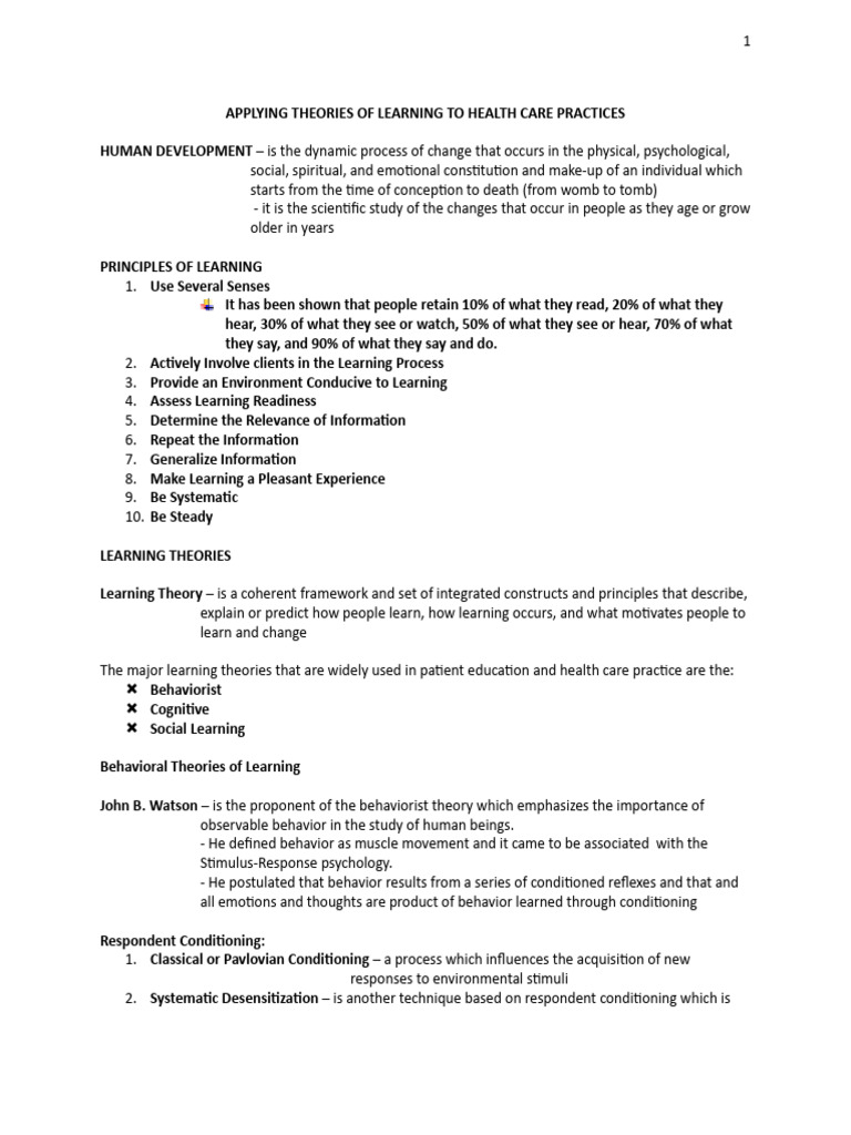 Learning Theories in Health Care Education | PDF | Learning | Reinforcement