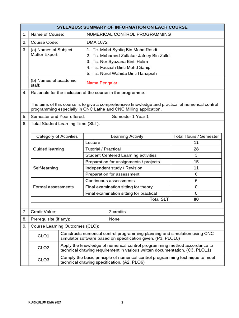 SL DMA 1072 Numerical Control Programming | PDF | Numerical Control