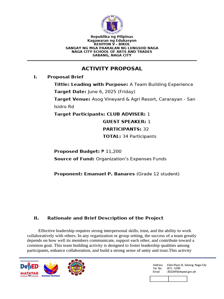 Team Building Proposal for Leadership Development | PDF | Team Building ...