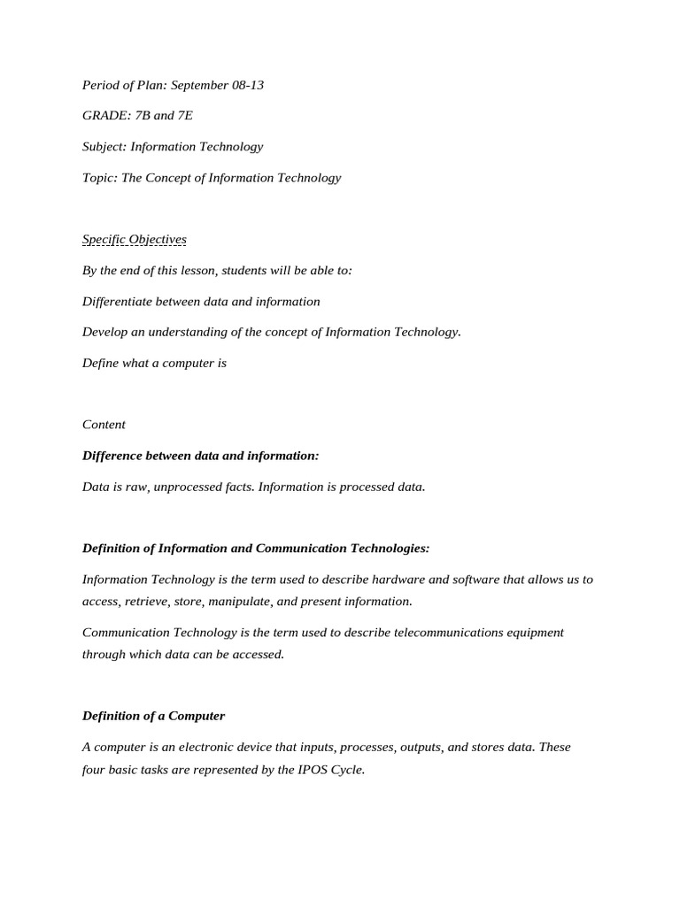 First Day Notes For Grade 7 | PDF