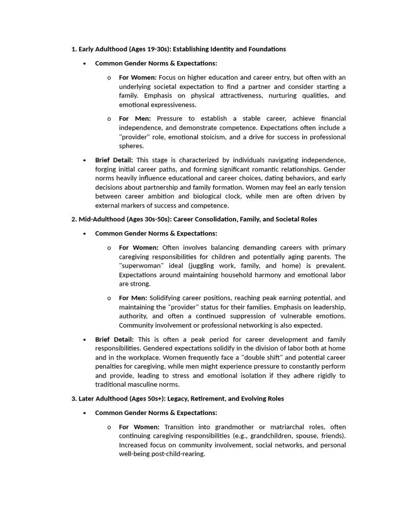 Common Gender Norms & Expectations | PDF | Gender Role | Family