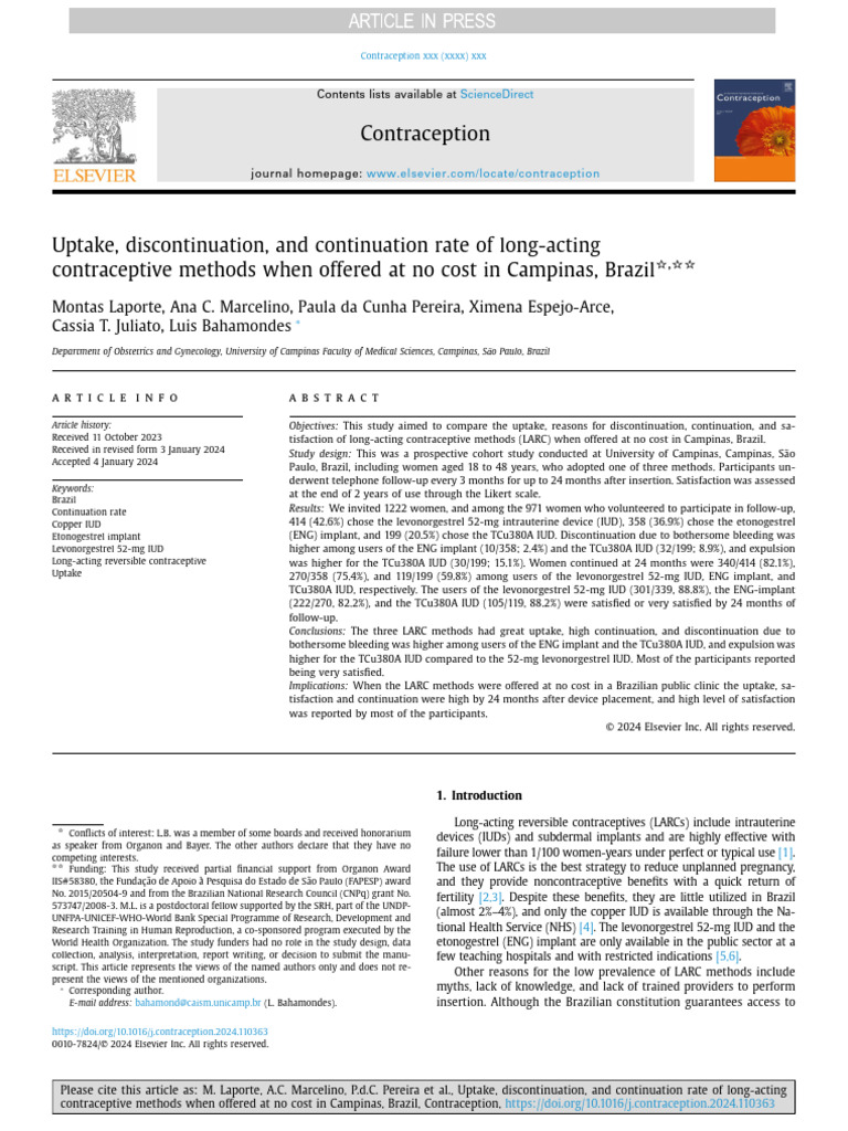 2024 Uptake, Discontinuation, and Continuation Rate of Long-Acting ...