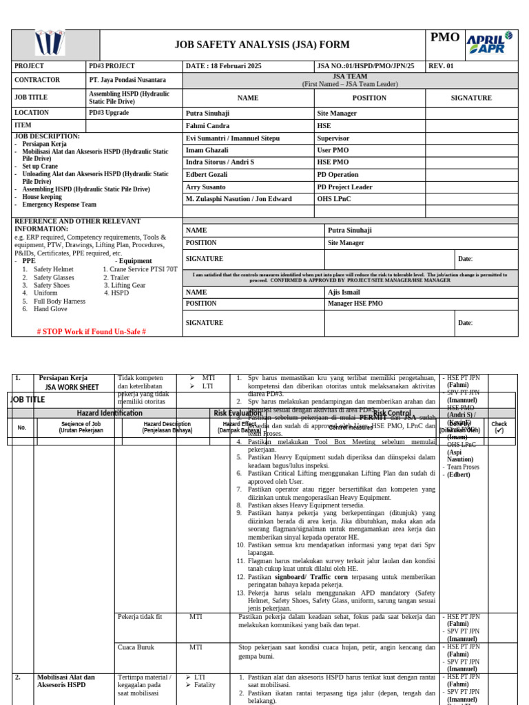 Jsa Assembling HSPD Pd#3 | PDF | Gases | Hazards