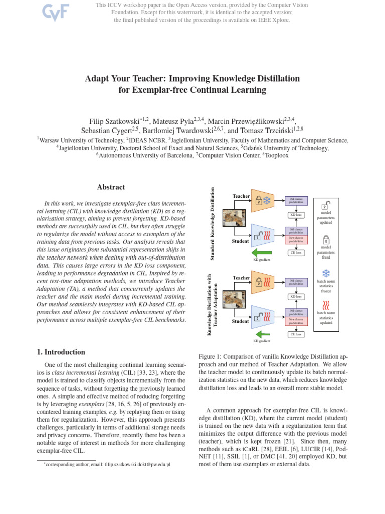 Adapt Your Teacher Improving Knowledge Distillation For Exemplar Free ...