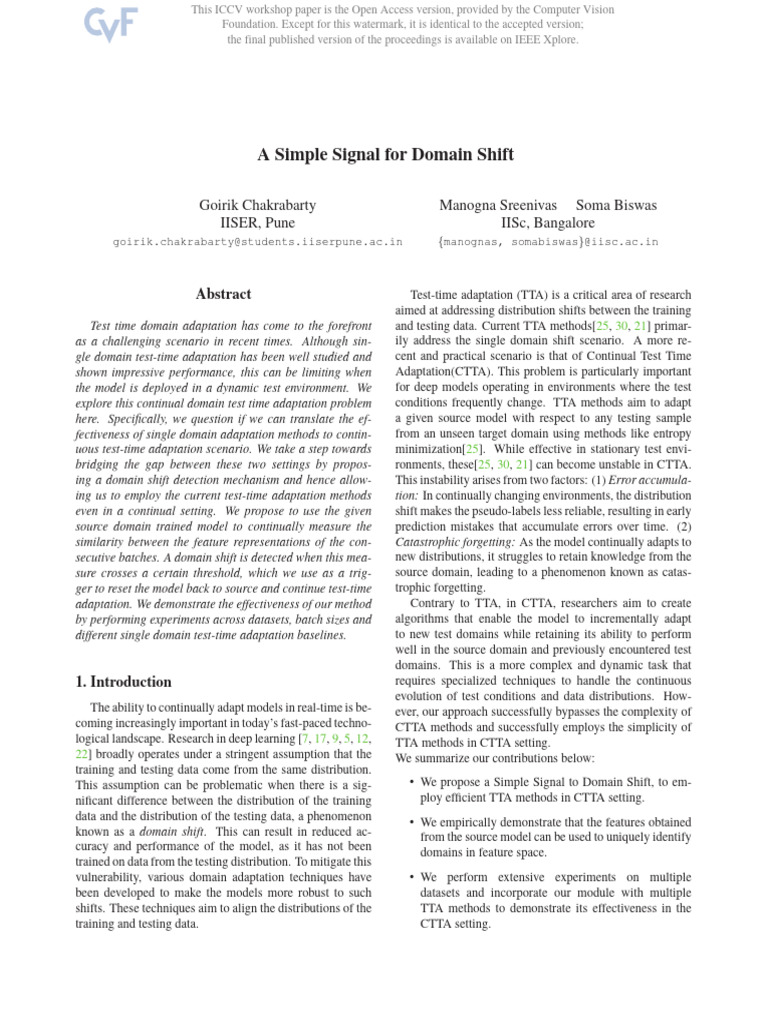 A Simple Signal For Domain Shift ICCV WS 2023 | PDF | Statistics | Applied Mathematics