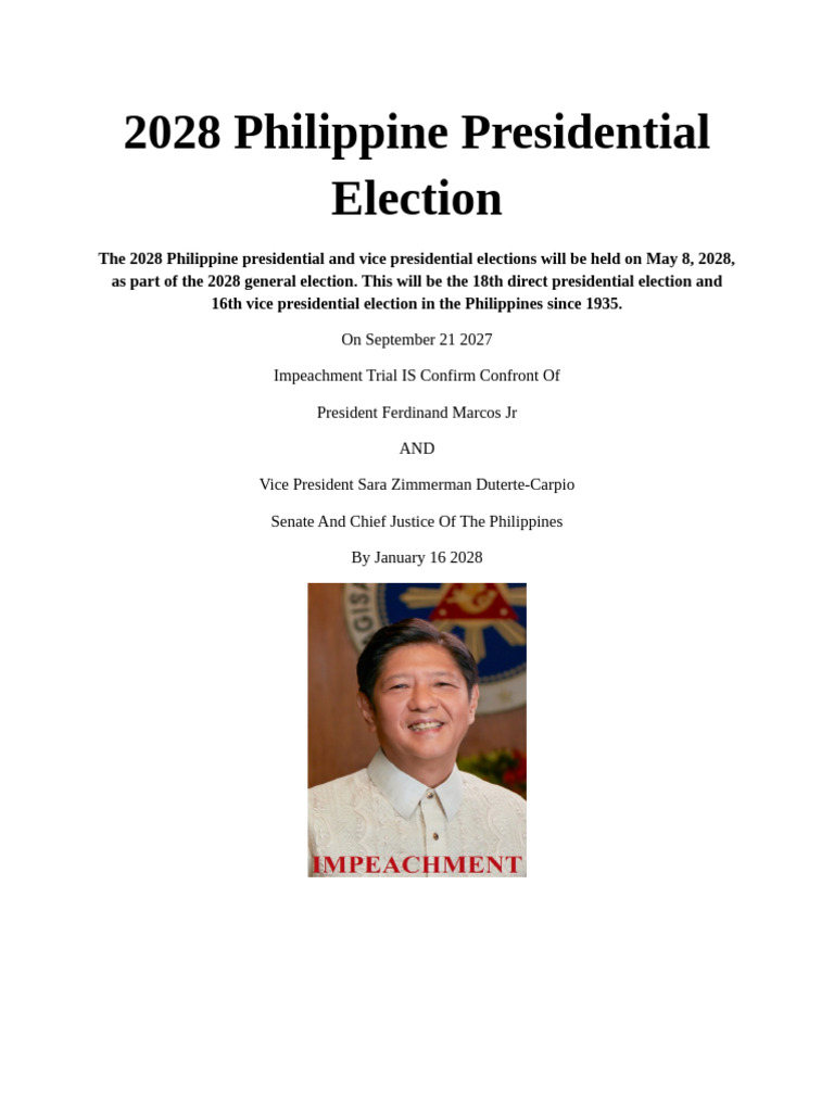 2028 Philippine Presidential Election Overview | PDF