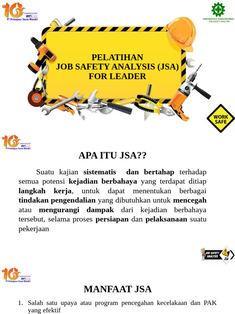 Materi Training Job Safety Analysis (Jsa) Training) | PDF