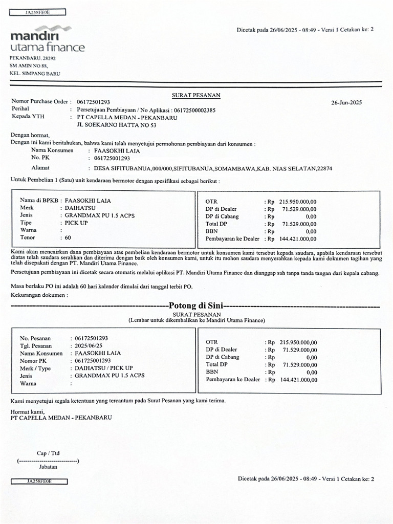 Contoh PO AN FAASOKHI LAIA-1 | PDF
