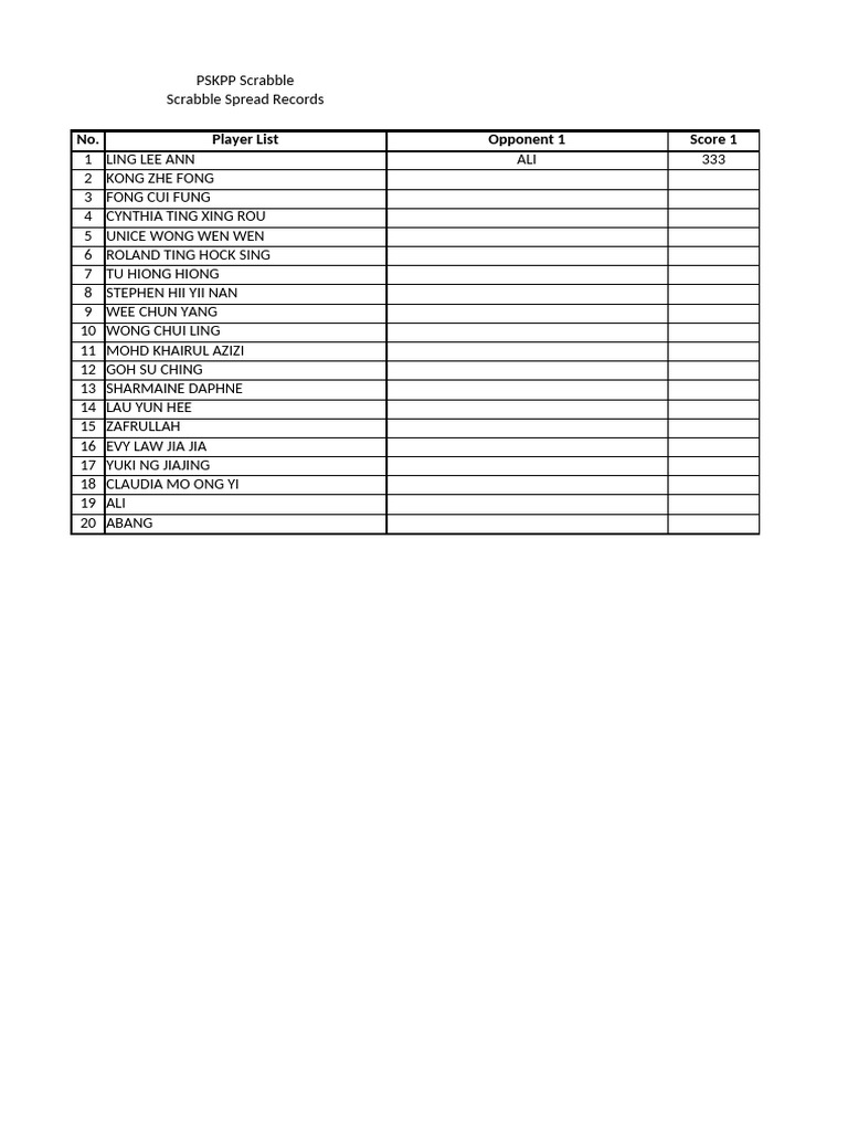Scrabble Spread Template | PDF
