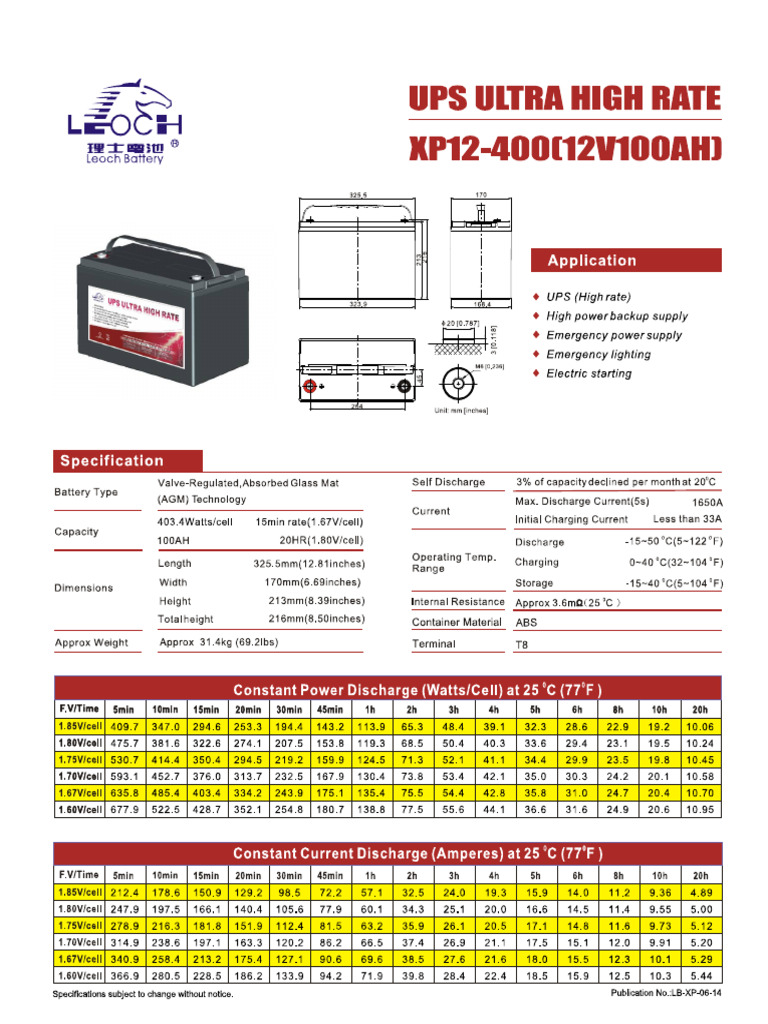 XP12 400 (100ah) | PDF