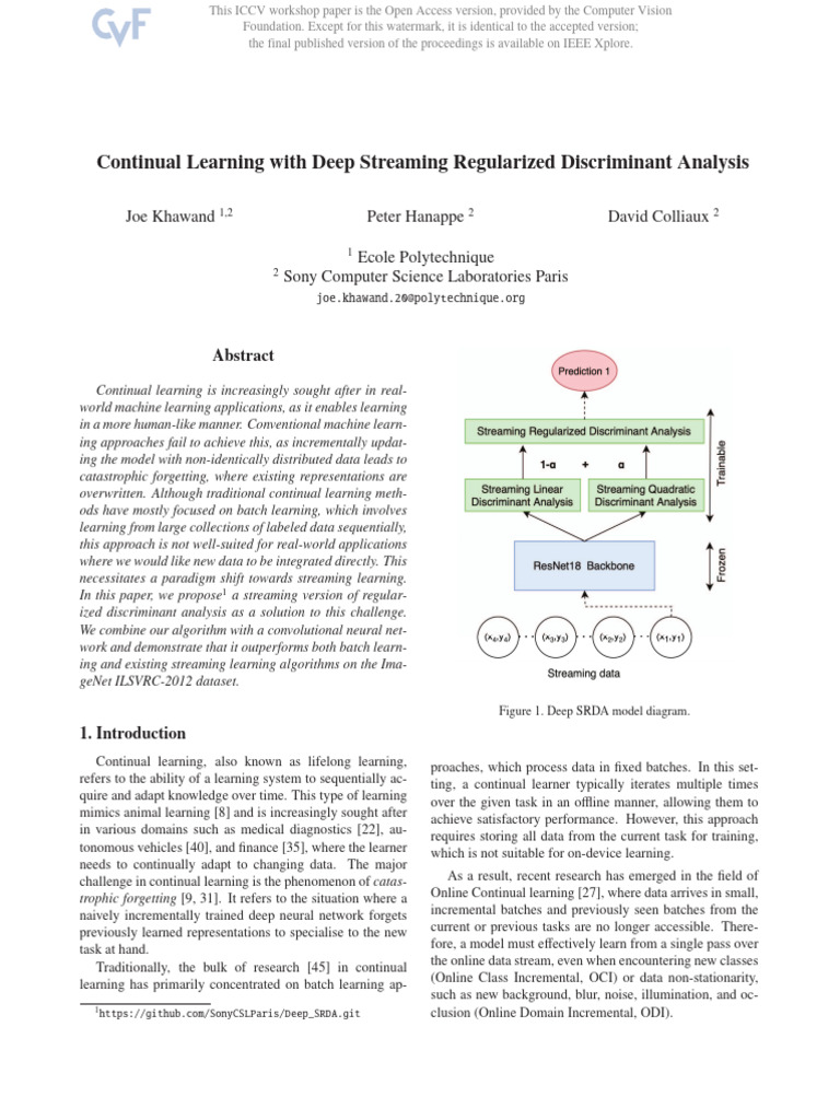 Continual Learning With Deep Streaming Regularized Discriminant ...