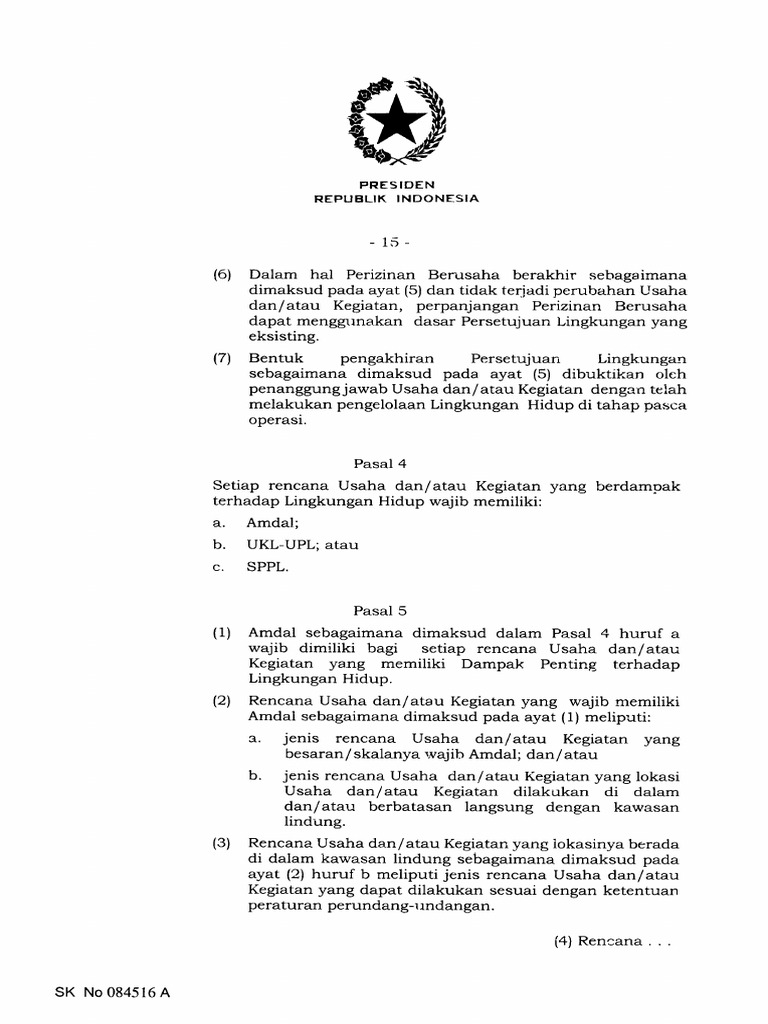 Pasal 5 Sampai Pasal 10 PP 22 Tahun 2021 | PDF