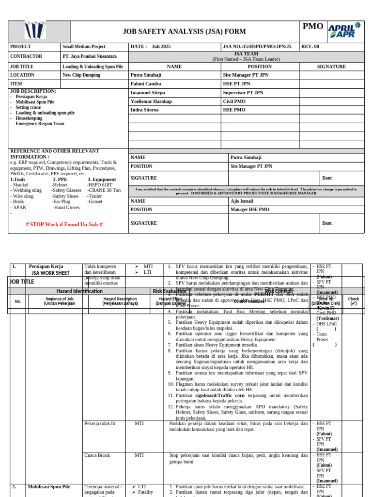 JSA Loading & Unloading Spun Pile HSPD New Chip Dumping | PDF | Gases | Combustion