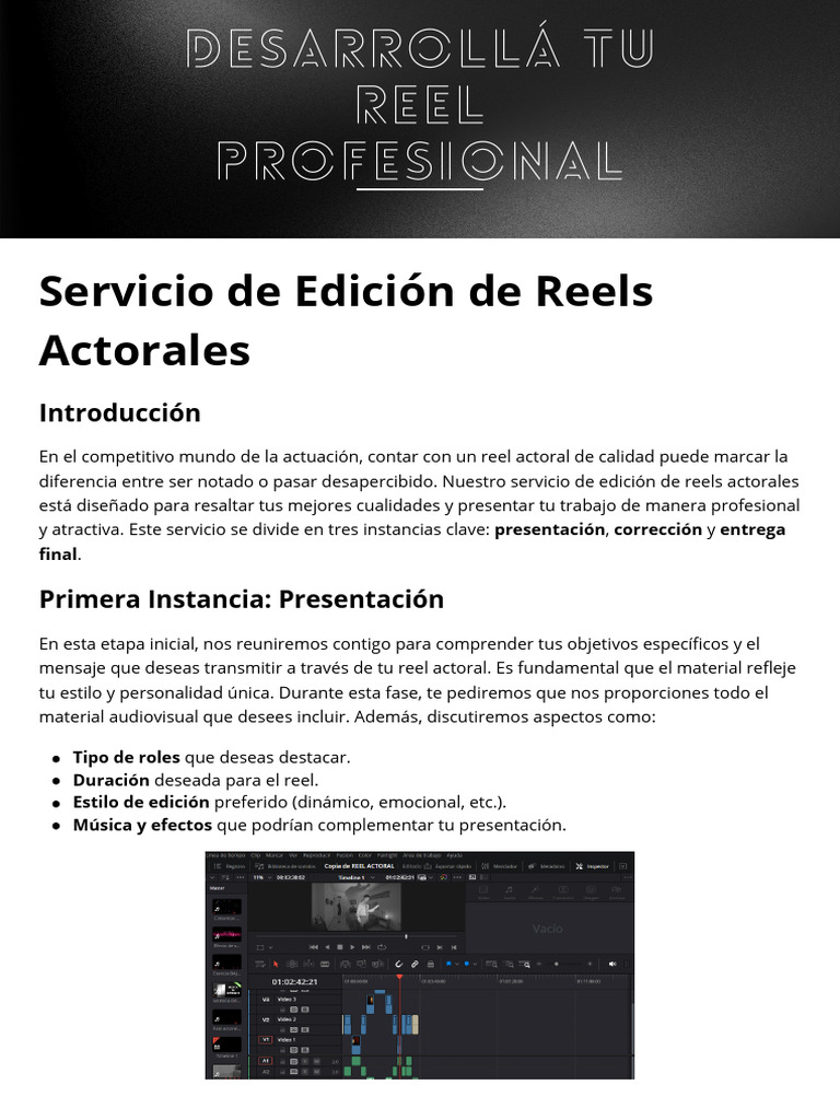 Servicio de Edición de Reels Actorales | PDF