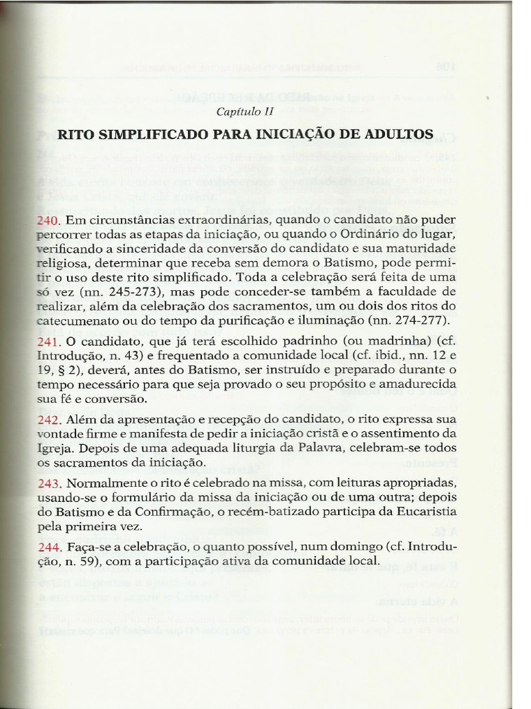Ritual Simplificado Da Iniciação Cristã de Adultos | PDF
