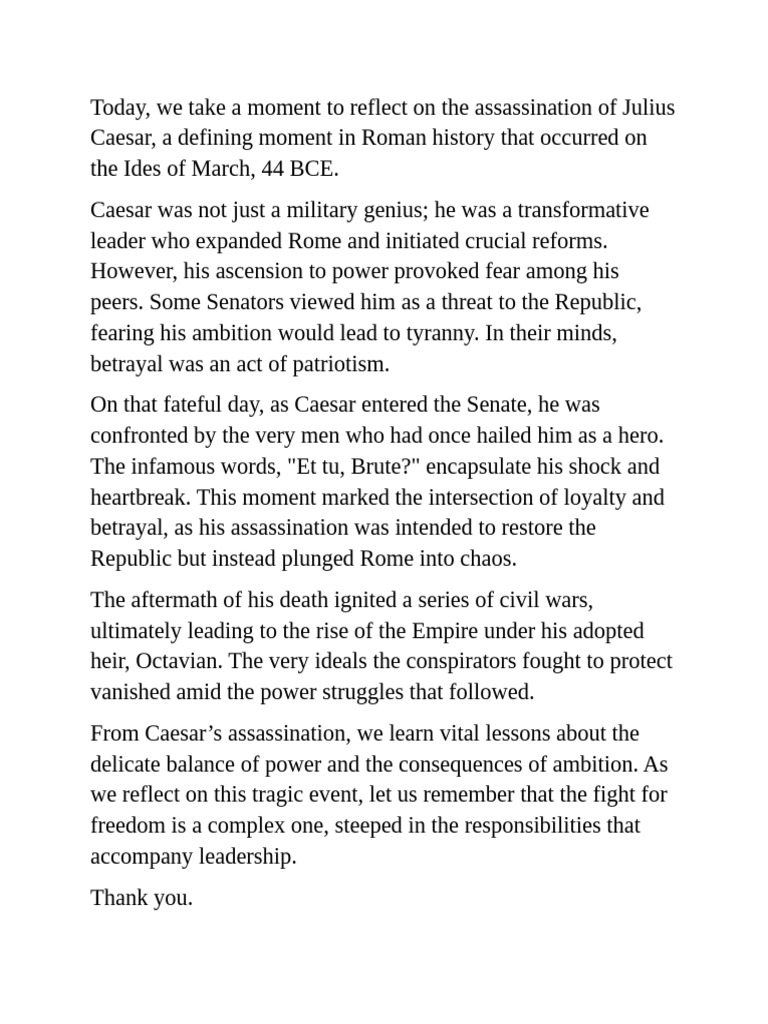 The Assasination of Julius Caesar | PDF | Julius Caesar | Ancient Rome