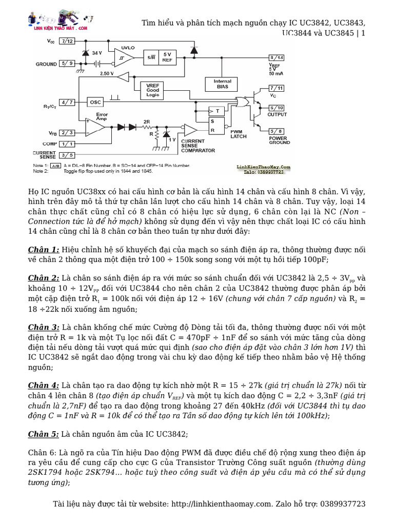 Tìm Hiểu Và Phân Tích Mạch Nguồn Chạy IC UC3842, UC3843, UC3844 Và UC3845 | PDF