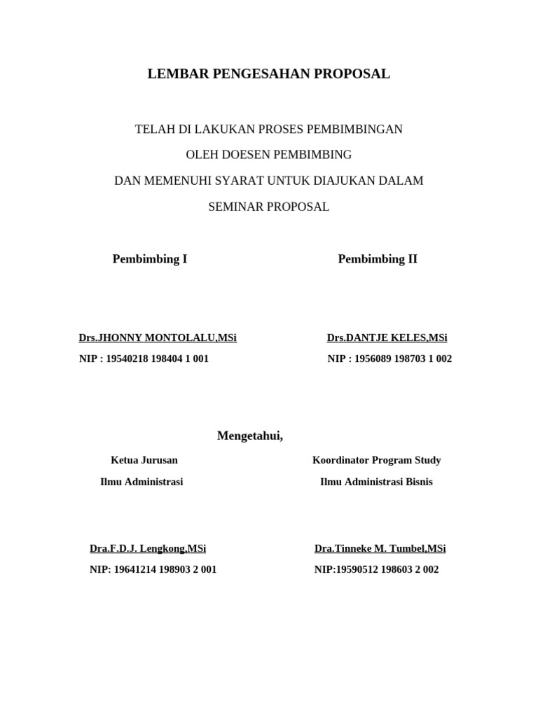 Lembar Pengesahan Proposal | PDF
