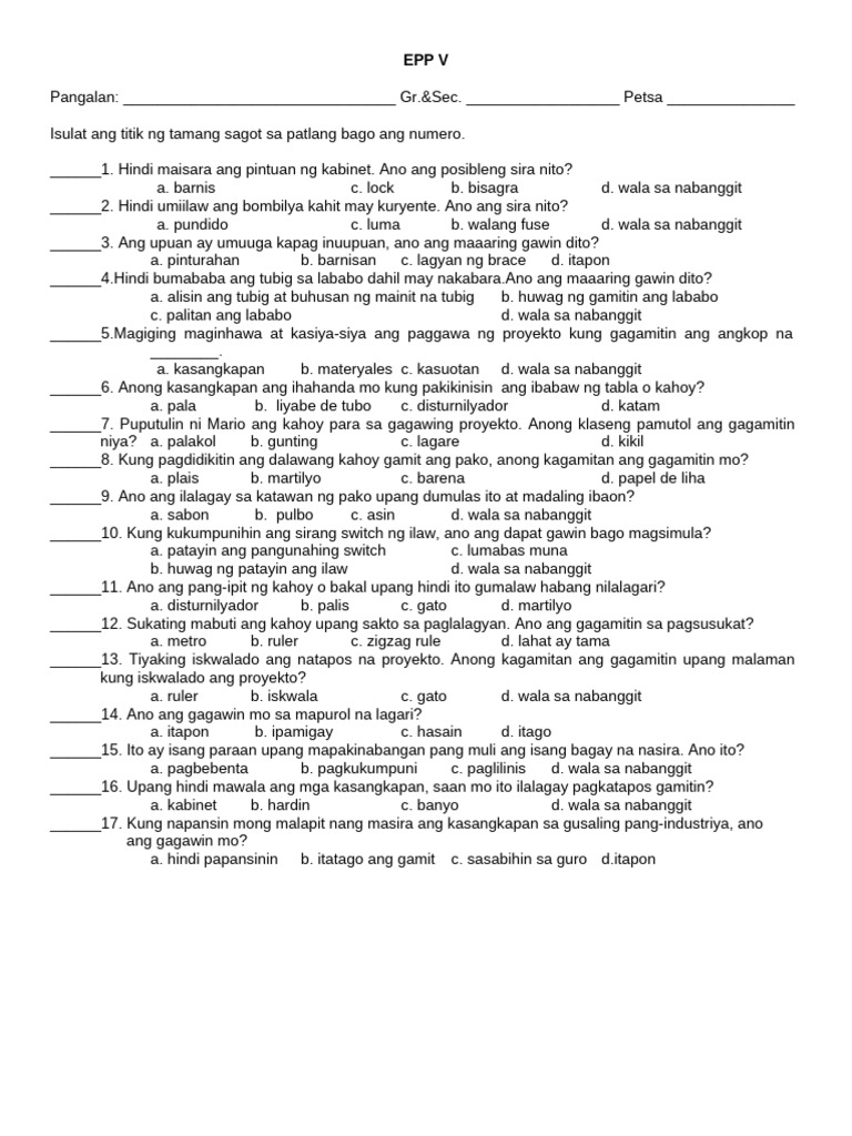PT - Epp 5 Ia - Q4 | PDF