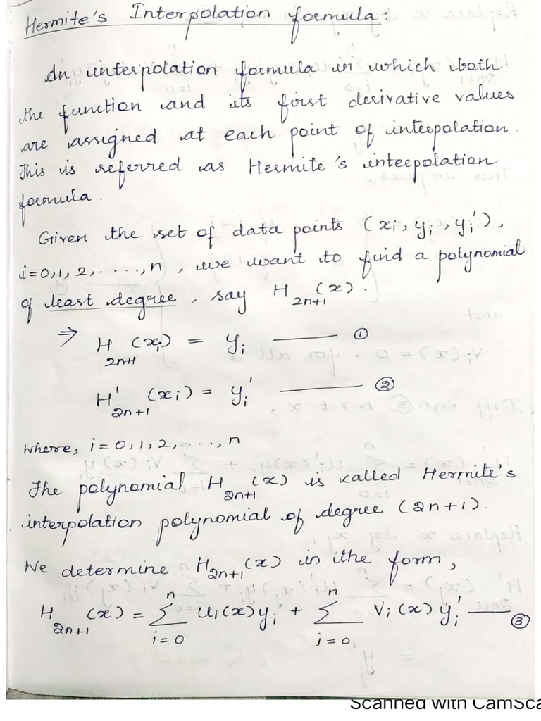 Hermites Interpolation Formula Pdf
